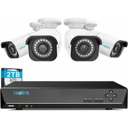 Reolink 4K überwachungskamera Aussen Set, 8CH Videoüberwachung mit 4X 8MP PoE ip Kamera und 2TB hdd nvr für 24/7 Aufnahme Innen Outdoor, Personenerkennung