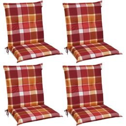 4er Set Niedriglehner Auflage Sunny 100x50x6cm Rot - Beautissu