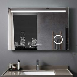 Meesalisa - lisa Badspiegel mit Beleuchtung led Badezimmerspiegel Wandspiegel mit Touch Beschlagfrei Dimmbar IP44, H:120x80cm mit Uhr+3-Fach