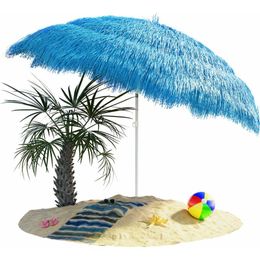 Kingsleeve Sonnenschirm Hawaii Ø 160 cm UV Schutz 30+ Neigbar Höhenverstellbar Wasserabweisend Erdspieß Mehrfarbig Bastschirm Hawaiischirm