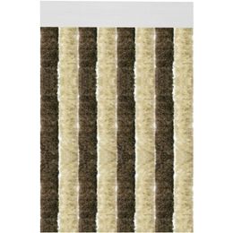 Flauschvorhang 80x185 cm in Unistreifen beige - braun, perfekter Insekten- und Sichtschutz für Ihre Balkon- und Terrassentür, viele Farben