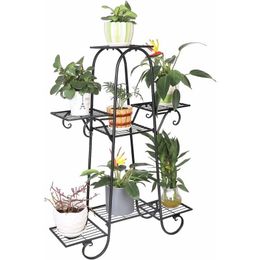 Pflanzenregal Metall Blumenregal Blumentreppe 7 stufig Blumenständer Garten Balkon, 86.5x22x99.5 cm