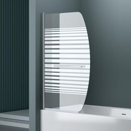 90x140 cm Design-Duschwand für Badewanne Badewannenaufsatz Duschabtrennung 6mm ESG-Sicherheitsglas teilsatiniert inkl. NANO-Beschichtung