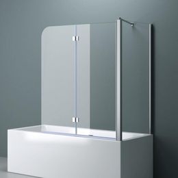 80x120x140cm Design-Duschwand für Badewanne Badewannenaufsatz Duschabtrennung 6mm ESG-Sicherheitsglas inkl. NANO-Beschichtung Badewannenfaltwand