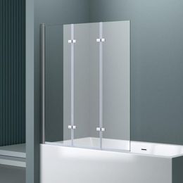 130x140 cm Design-Duschwand für Badewanne Badewannenaufsatz Duschabtrennung 6mm ESG-Sicherheitsglas inkl. NANO-Beschichtung Badewannenfaltwand
