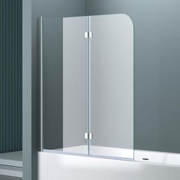 120x140 cm Design-Duschwand für Badewanne Badewannenaufsatz Duschabtrennung 6mm ESG-Sicherheitsglas inkl. NANO-Beschichtung Badewannenfaltwand