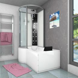 AcquaVapore Kombination Badewanne Dusche K50-R02-EC Duschtempel 100x170 cm - Weiß