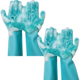 2 Paar Silikon-Pflegehandschuhe Pet glove - Venteo - Grün - Erwachsene - Maschinenwaschbar, bürstet/pflegt Ihre Tiere