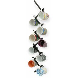 Tassenhalter Wand Metall Hakenleiste mit 10 Haken 96280 Schwarz 80 cm Tassenhaken Küche Becherhalter Tassenständer Tassenregal Wandmontage - DanDiBo