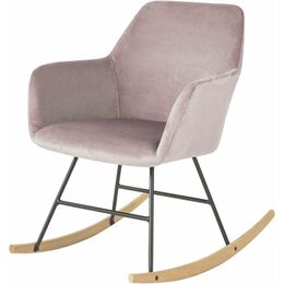 FST68-P Schaukelsessel Schaukelstuhl Relax Stuhl Sessel aus Samt und Buche Pink Belastbarkeit: 150kg - sobuy