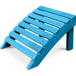PRIVATEFLOOR Fußhocker aus Holz für Gartenstuhl - Alana Turquoise - Hemlock Holz - Turquoise