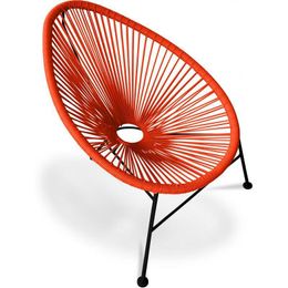PRIVATEFLOOR Stuhl für den Außenbereich - Gartenstuhl - Acapulco Orange - Stahl, Synthetisches Rattan, Metall, Kunststoff - Orange