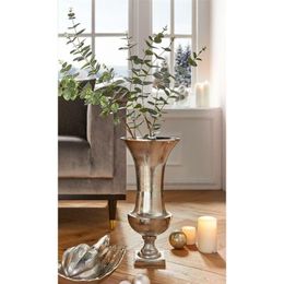 Dekoleidenschaft - Vase Maison 49 cm hoch, aus Aluminium in silber im Antik Look, große Bodenvase, Blumenvase, Dekovase