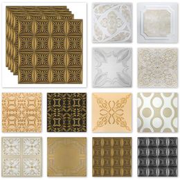 HEXIM Deckenplatten Styropor xps - farbig viele Motive 50x50cm - Sparpaket Nr.03 bis Nr.112: 10 m² / 40 Platten, NR.05.S-Z - grau-gold