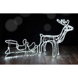 Xl Weihnachts Silhouette Rentier mit Schlitten 145cm, 288 led eisweiß, für Innen + Aussen