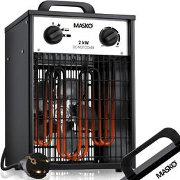 Masko® Elektroheizer Heizlüfter Bauheizer mit integriertem Thermostat elektrisch Heizgerät mit 3 Heizstufen Heizgebläse für Innen- und Außeneinsat