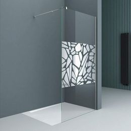 Sogood Luxus Duschwand Duschabtrennung Bremen02BL 100x200 cm mit Stabilisator aus Edelstahl Walk-In Dusche aus Echtglas 10mm ESG-Sicherheitsglas