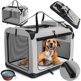 Hundebox Hundetransportbox faltbar Inkl.Hundenapf Transporttasche Hundetasche Transportbox für Haustiere Hunde und Katzen Haustiertransportbox