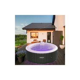 Arebos Whirlpool 180 cm mit LED-Beleuchtung 6 Farben aufblasbar rund In- & Outdoor 4 Personen 100 Massagedüsen mit Heizung 800 Liter Inkl. Abdeckung