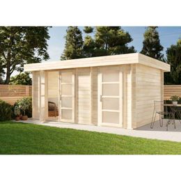 Carlsson Gartenhaus Modern-E aus Holz Gartenhütte FSC zertifiziert Geräteschuppen, 28 mm Wandstärke, Naturbelassen