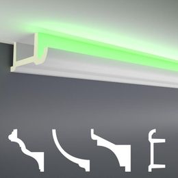 HEXIM Led Stuckleisten aus pu - lichtundurchlässig, Variantenvielfalt & vorgrundiert - Sparpakete: LED-17 / 80x200mm, 2 Meter