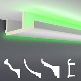 HEXIM Led Stuckleisten aus pu - lichtundurchlässig, Variantenvielfalt & vorgrundiert - Sparpakete: LED-16 / 100x300mm, 2 Meter