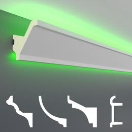 HEXIM Led Stuckleisten aus pu - lichtundurchlässig, Variantenvielfalt & vorgrundiert - Sparpakete: LED-15 / 80x80mm, 2 Meter