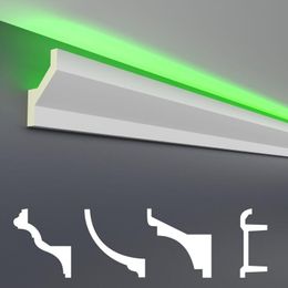 HEXIM Led Stuckleisten aus pu - lichtundurchlässig, Variantenvielfalt & vorgrundiert - Sparpakete: LED-10 / 75x45mm, 2 Meter