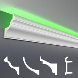 HEXIM Led Stuckleisten aus pu - lichtundurchlässig, Variantenvielfalt & vorgrundiert - Sparpakete: LED-6 / 130x100mm, 2 Meter