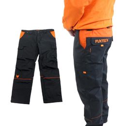 Fuxtec Hose / Arbeitshose Größe 44 - Schwarz/Orange - mit vielen Taschen