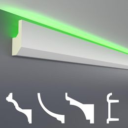 HEXIM Led Stuckleisten aus pu - lichtundurchlässig, Variantenvielfalt & vorgrundiert - Sparpakete: LED-7 / 80x33mm, 2 Meter