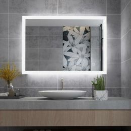 Badspiegel led 60 x 50 cm Badezimmerspiegel mit Beleuchtung kaltweiß dimmbar Lichtspiegel Wandspiegel mit Touch rechteckig 6000-6500k - MIQU