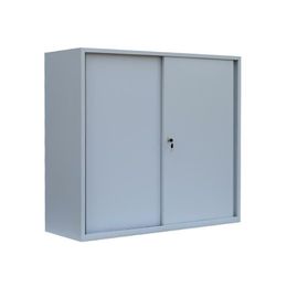 LÜLLMANN Steelboxx Schiebetürenschrank Schiebetüren Büro Aktenschrank Sideboard aus Stahl grau 1090 x 1200 x 450 mm (H x B x T) 550145