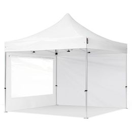 3x3 m Faltpavillon PROFESSIONAL Alu 40mm, Seitenteile mit Panoramafenstern, weiß - weiß