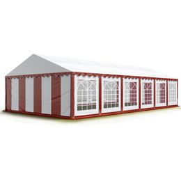 Toolport Party-Zelt Festzelt 6x12 m Garten-Pavillon -Zelt pvc Plane 700 n in rot-weiß Wasserdicht - rot-weiß
