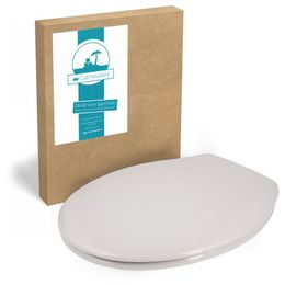 Calmwaters - Antibakterieller WC-Sitz Essential Soft, Duroplast Toilettendeckel, Fast-Fix, Edelstahlscharnier, universale O-Form, ovaler