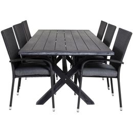 ebuy24 Rives Gartenset Tisch 100x200cm und 6 Stühle Anna schwarz.