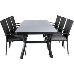 ebuy24 Virya Gartenset Tisch 100x200cm und 6 Stühle Anna schwarz, grau.