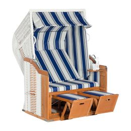 SonnenPartner - SunnySmart Garten-Strandkorb Rustikal 250 basic 2-Sitzer weiß/blau PVC-Stoff