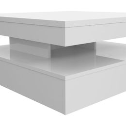Couchtisch Weiß Hochglanz Weiß Hochglanz Wohnzimmertisch Modern - 78x35,4x78 cm (BxHxT) - Sofatisch Ablagetisch Tisch - [Paloma.three] Wohnzimmer