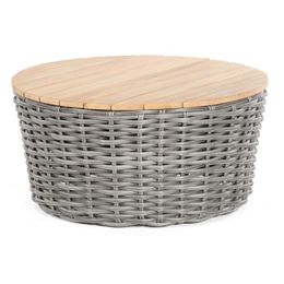 Loungetisch Sands ø 91 cm Aluminium/Teakholz mit Polyrattan charcoal Lounge-Tisch - SonnenPartner