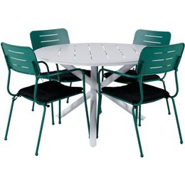 ebuy24 Alma Gartenset Tisch Ø120cm und 4 Stühle Nicke grün, weiß. - Grün