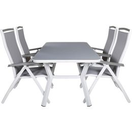 ebuy24 Virya Gartenset Tisch 90x160cm und 4 Stühle 5posG Albany weiß, grau. - Weiß