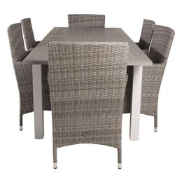 ebuy24 Albany Gartenset Tisch 90x152/210cm und 6 Stühle Malin grau, cremefarben.