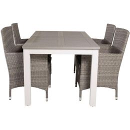 ebuy24 Albany Gartenset Tisch 90x152/210cm und 4 Stühle Malin grau, cremefarben.
