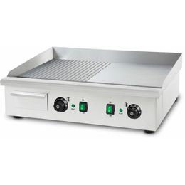 Vertes - Grillplatte Bratplatte Plancha Grill Elektrisch 4400W aus Edelstahl (Grillfläche Glatt & Mit Rillen 74x41cm, 2x Thermostat, 2x Temperatur