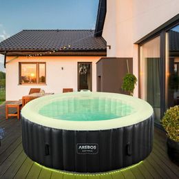 In-Outdoor Whirlpool Spa Pool Wellness Massage aufblasbar rund mit led - Schwarz - Arebos