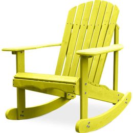 PRIVATEFLOOR Outdoor-Stuhl mit Armlehnen - Gartenstuhl - Adirondack - Holzschaukelstuhl - Adirondack Pastellgelb - Holz - Pastellgelb