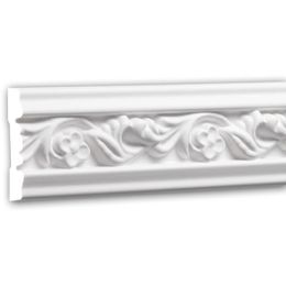 Wand- und Friesleiste Profhome 151339 Stuckleiste Zierleiste Wandleiste Rokoko Barock Stil weiß 2 m - weiß