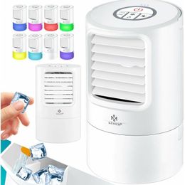 4in1 Mobile Klimaanlage Mini Klimagerät mit 7 Farben led Farben Ventilator Wassertank Timer 3 Stufen Ionisator Luftbefeuchter Weiß - Weiß - Kesser